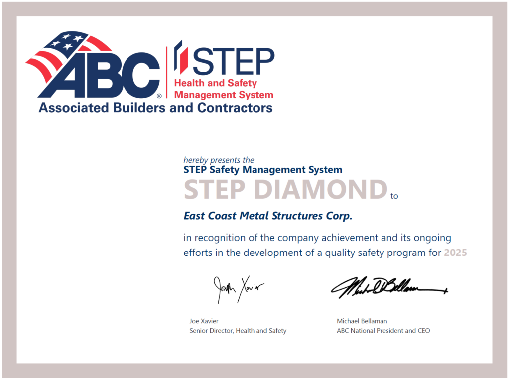 ABC 2025 STEP Certificate – Diamond Award – East Coast Metal Structures ...
